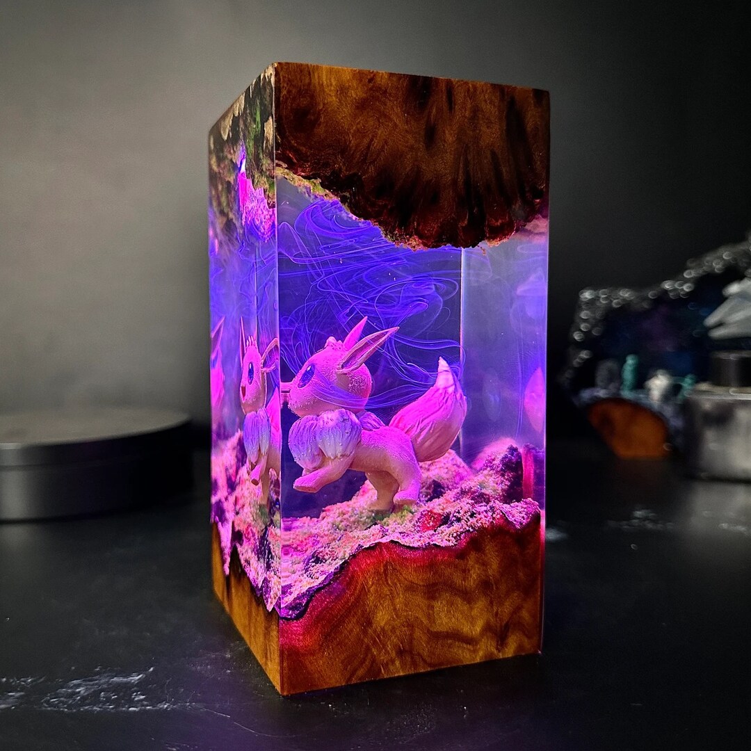 Pokemon EEVEE Wood Lamp, Custom, Art Diorama, Epoxy Night Light ...