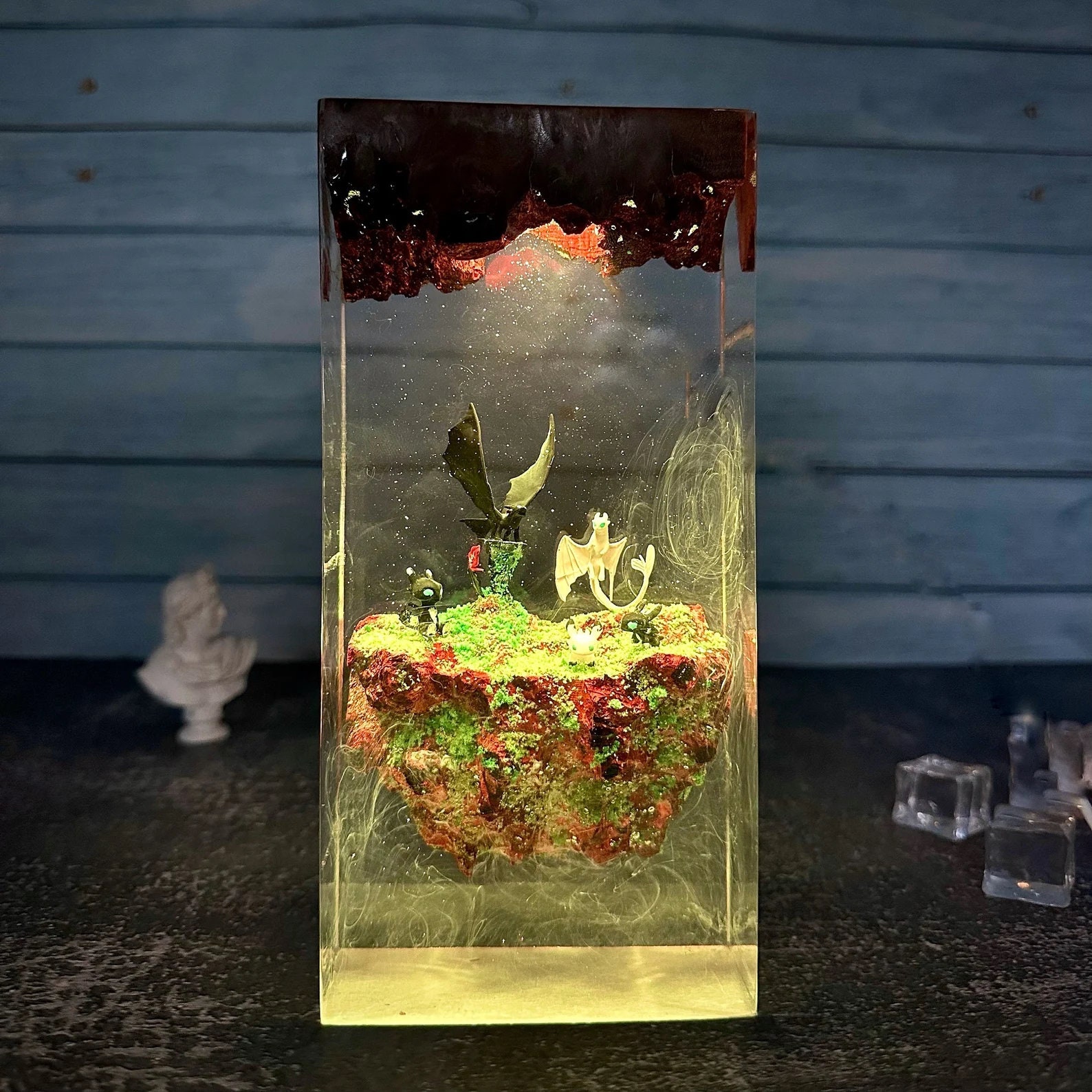 Toothless and Light Fury Epoxy Lamp,family Toothless Night Lights,epoxy ...