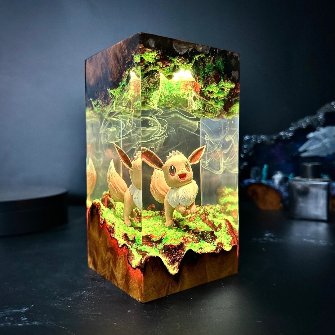 Pokemon EEVEE Wood Lamp, Custom, Art Diorama, Epoxy Night Light, Gift ...
