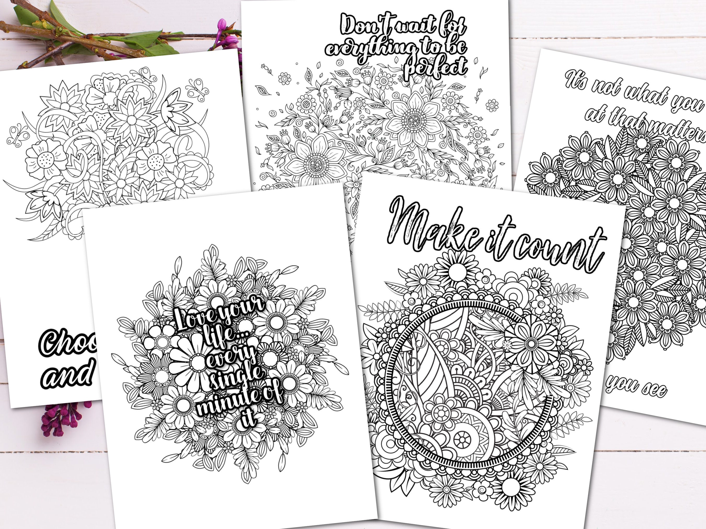 Uplifting & Inspiring Quotes Printable Coloring Pages - Etsy