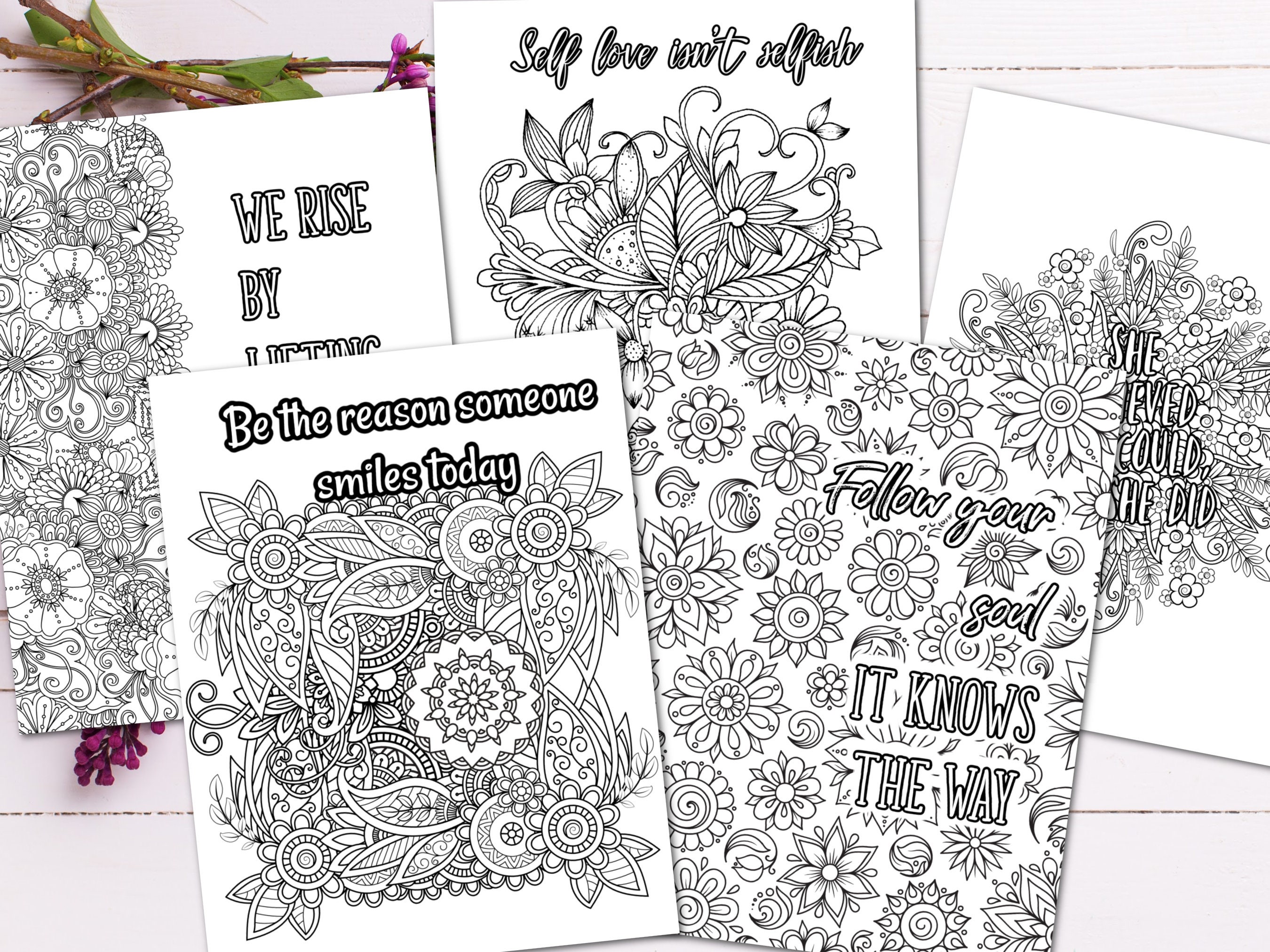 Uplifting & Inspiring Quotes Printable Coloring Pages - Etsy