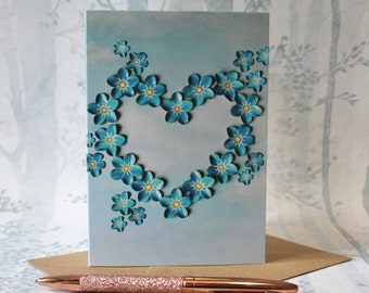 Forget-me-not Heart Card. Flower Heart. Valentine Card. Romantic Card ...