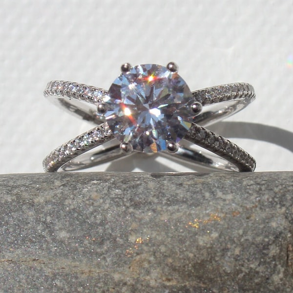 Cz Engagement Ring - Etsy