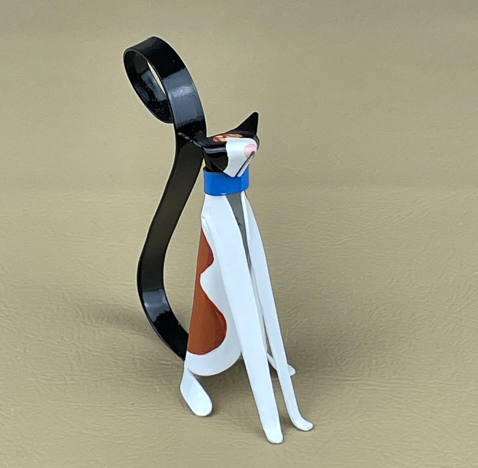 Cat Sculpture, Handmade, Hand Painted, Copper Miniature, Collectible ...