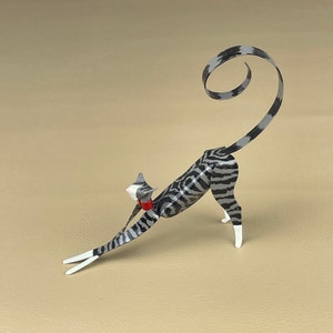 Cat Sculpture, Handmade, Hand Painted, Copper Miniature, Collectible ...