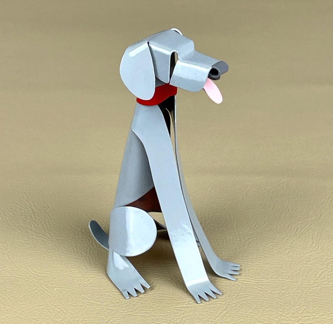 Weimaraner Dog Sculpture, Handmade Copper Collectible Miniature ...