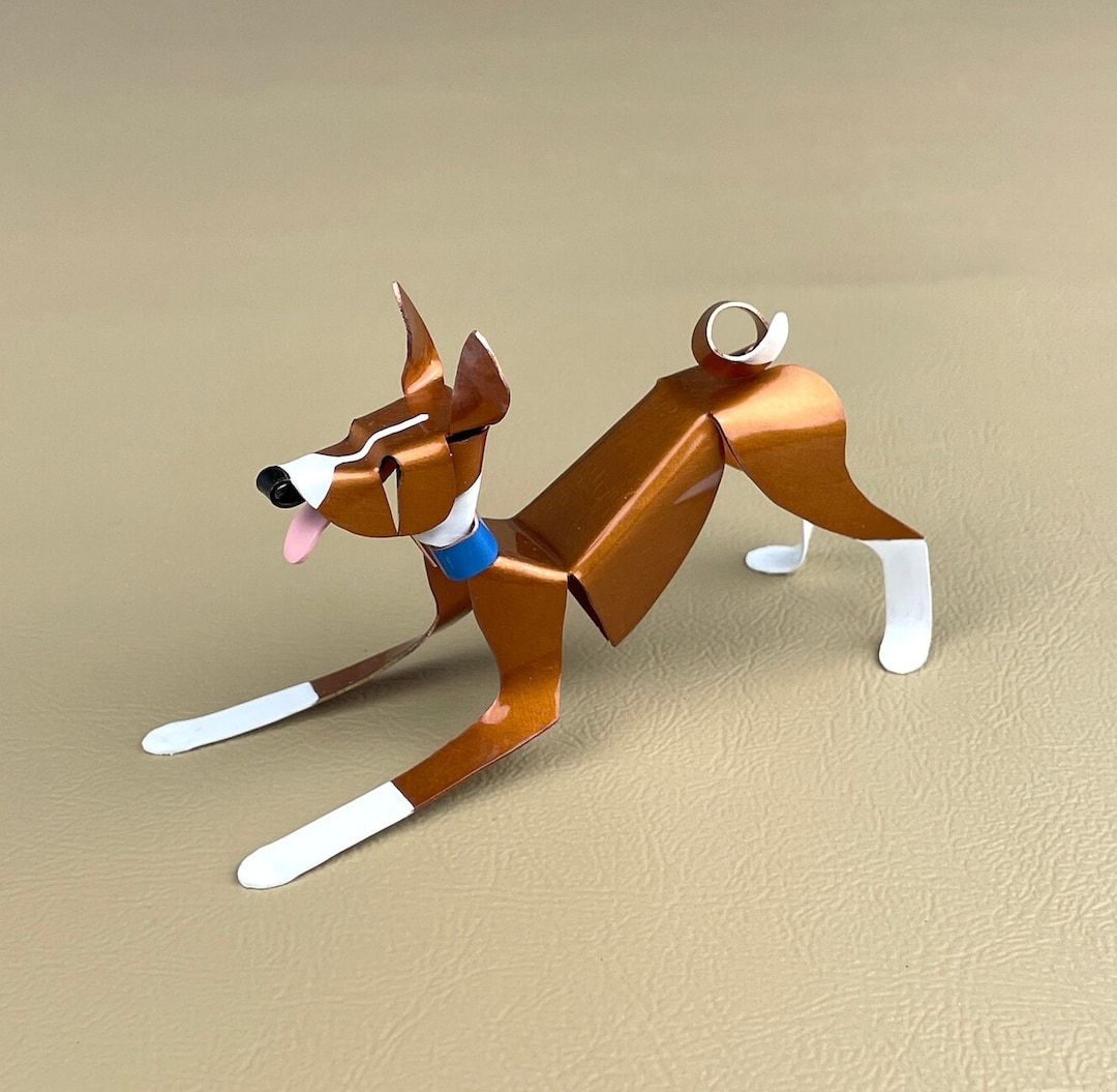 Basenji Dog Sculpture, Handmade Copper Miniature, Basenji Dog Figurine ...