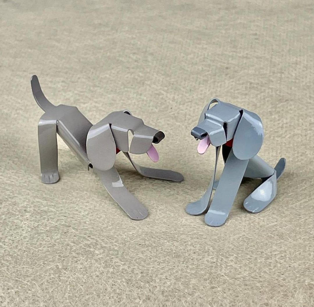 Weimaraner Puppy Handmade Copper Sculpture, Miniature Collectible Dog ...