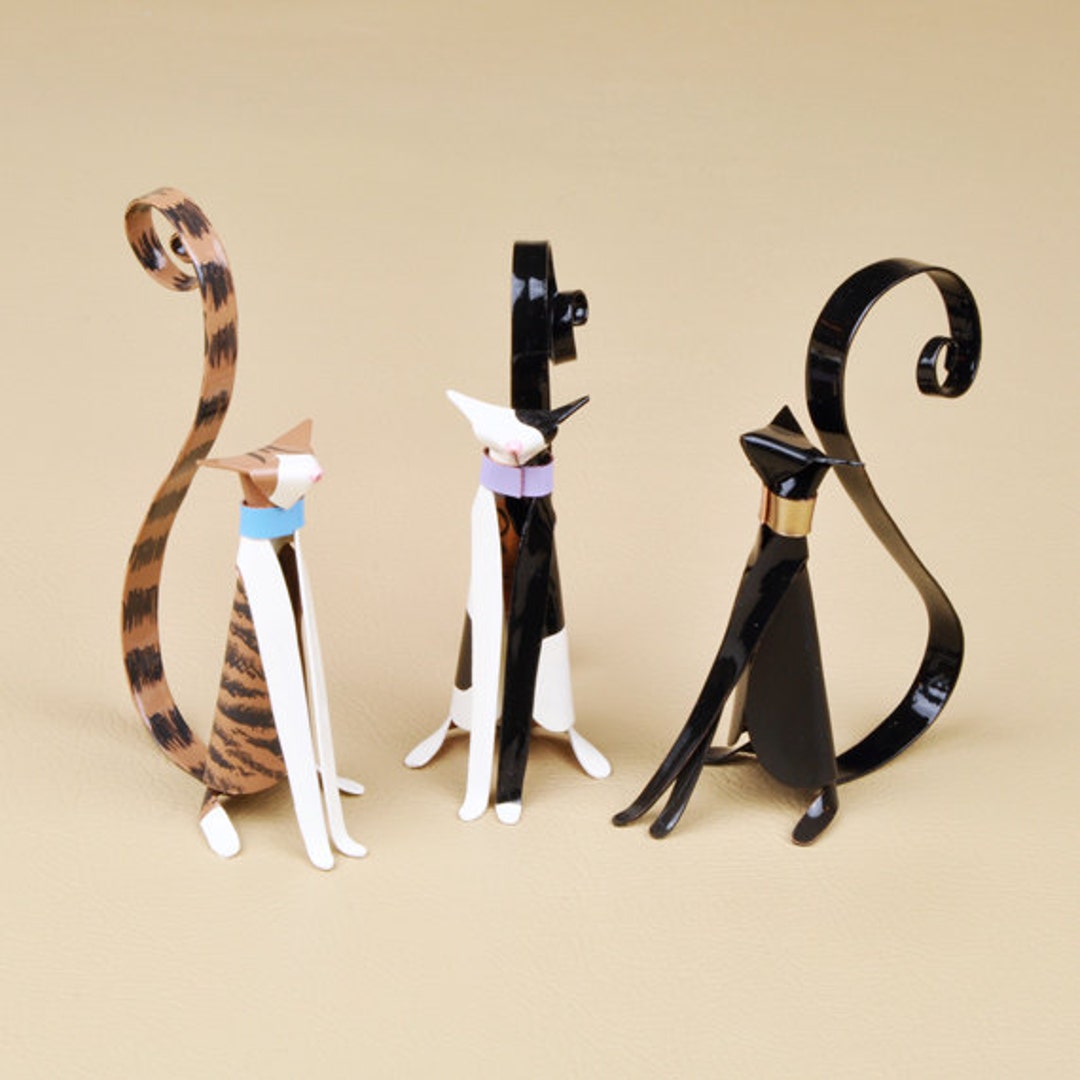 Sitting Cat Sculpture, Handmade Copper Miniature, Collectible Art, Cat ...