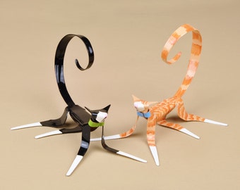 Sitting Cat Sculpture Handmade Copper Miniature Collectible | Etsy