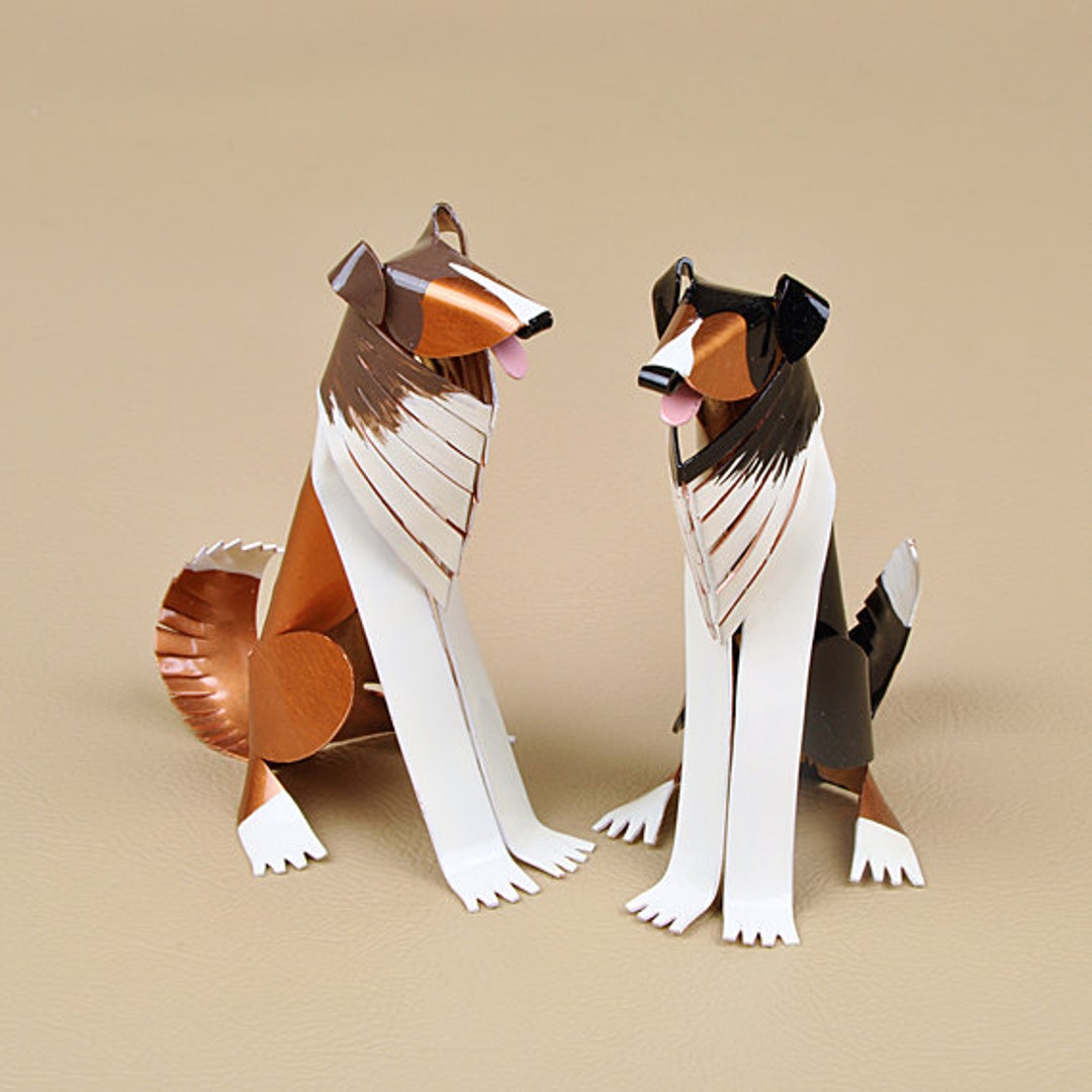 Shetland Sheepdog Sculpture, Handmade Copper Miniature, Sheltie Dog ...