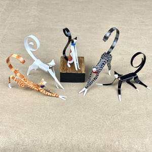 Cat Sculpture, Handmade, Hand Painted, Copper Miniature, Collectible ...