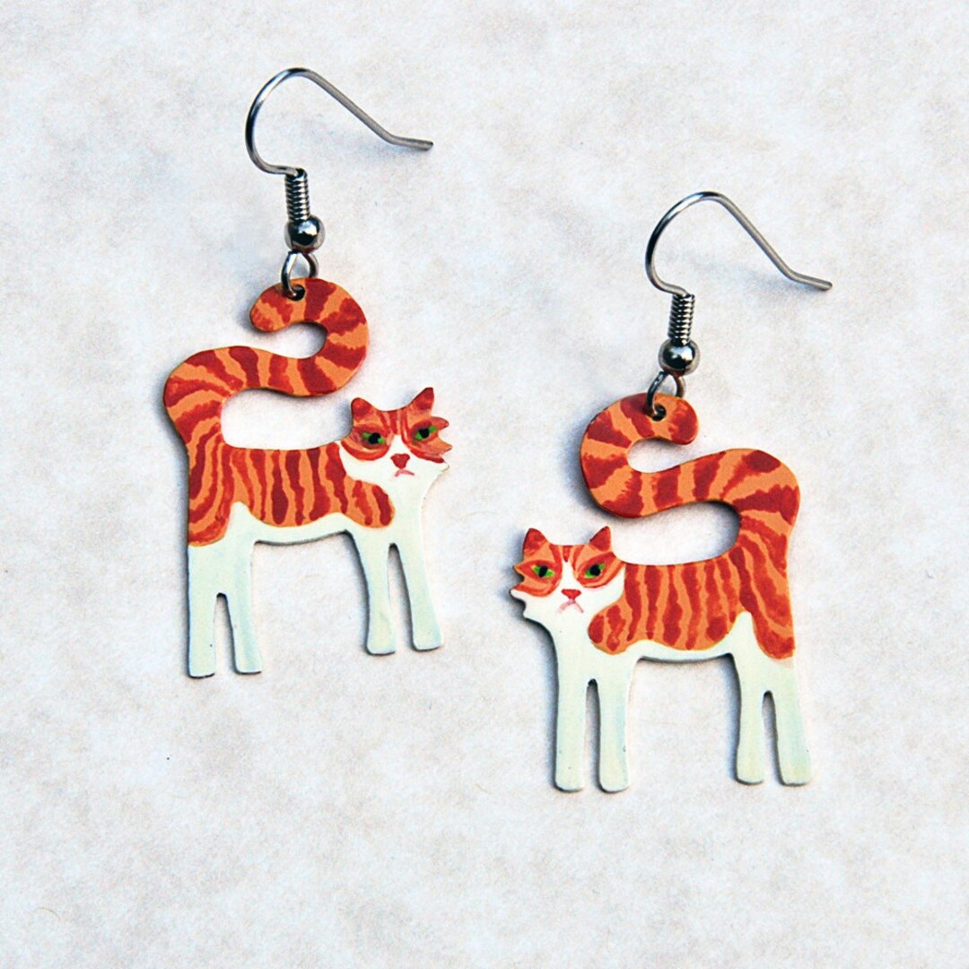 Grumpy Tuxedo Kitty Copper Earrings Animal Earrings Animal - Etsy