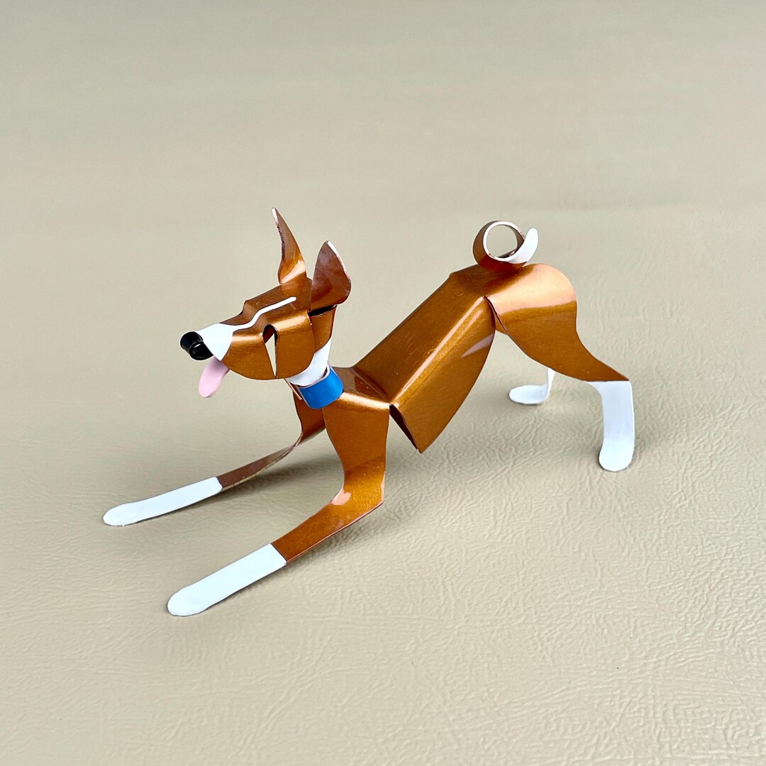 Basenji Dog Sculpture, Handmade Copper Miniature, Basenji Dog Figurine ...