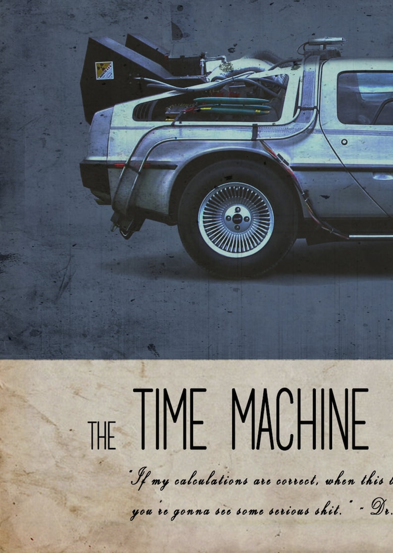 Delorean Time Machine Movie Poster: Back to the Future Car Print - Etsy