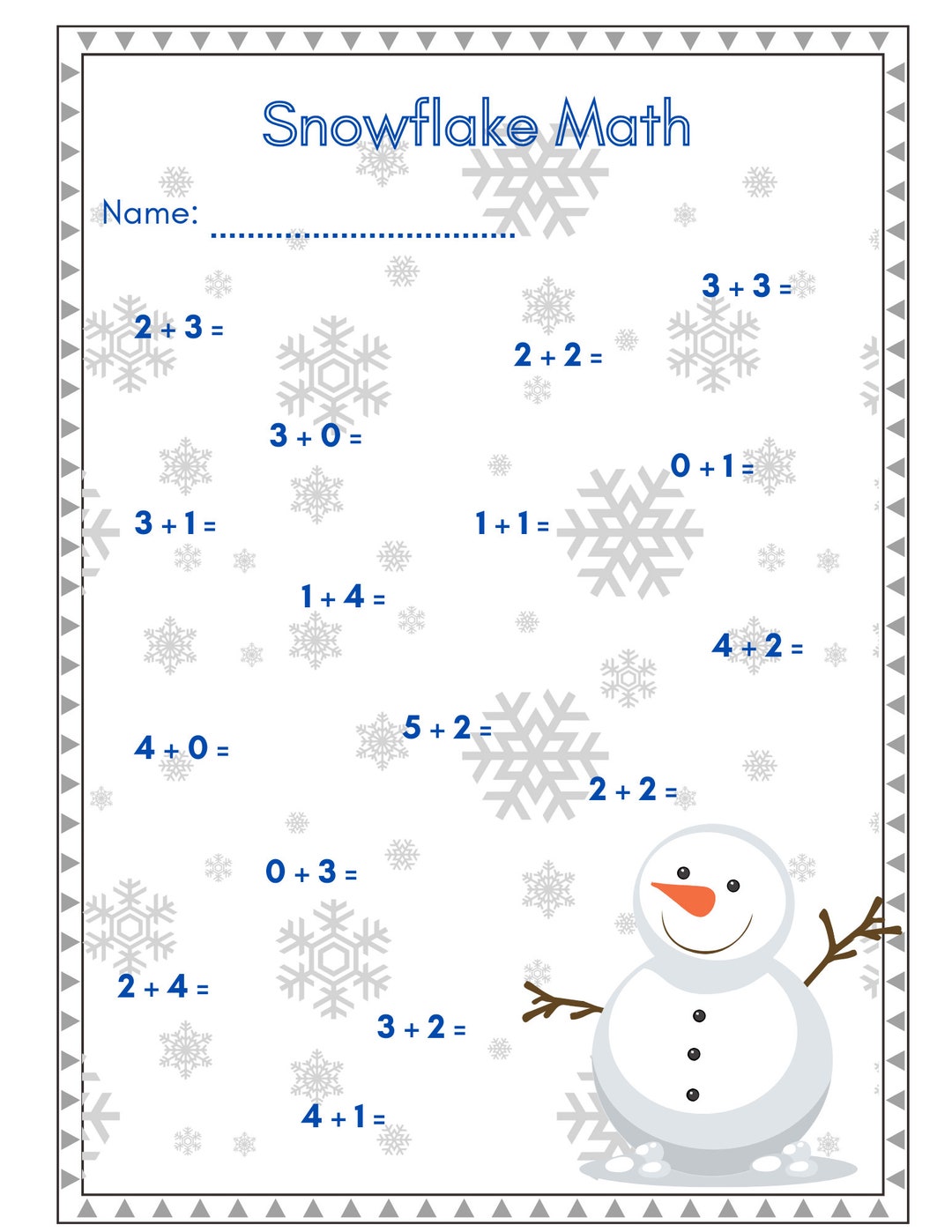 Snowflake Addition Printable - Etsy