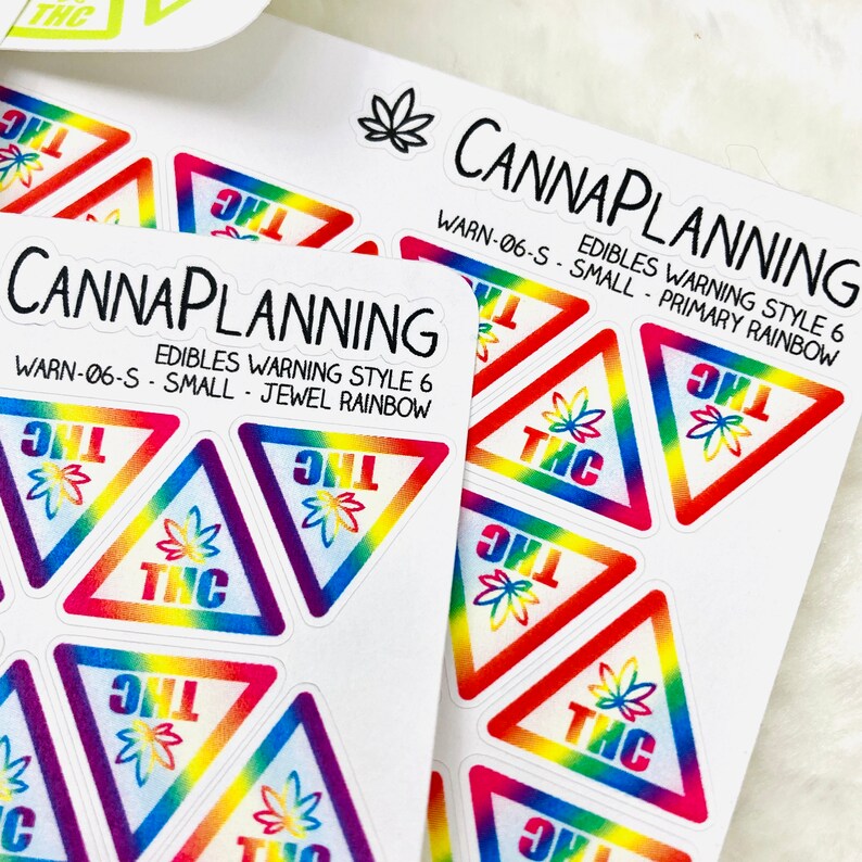 Edibles Warning Stickers Style 6 THC Triangle Stylized Leaf | Etsy