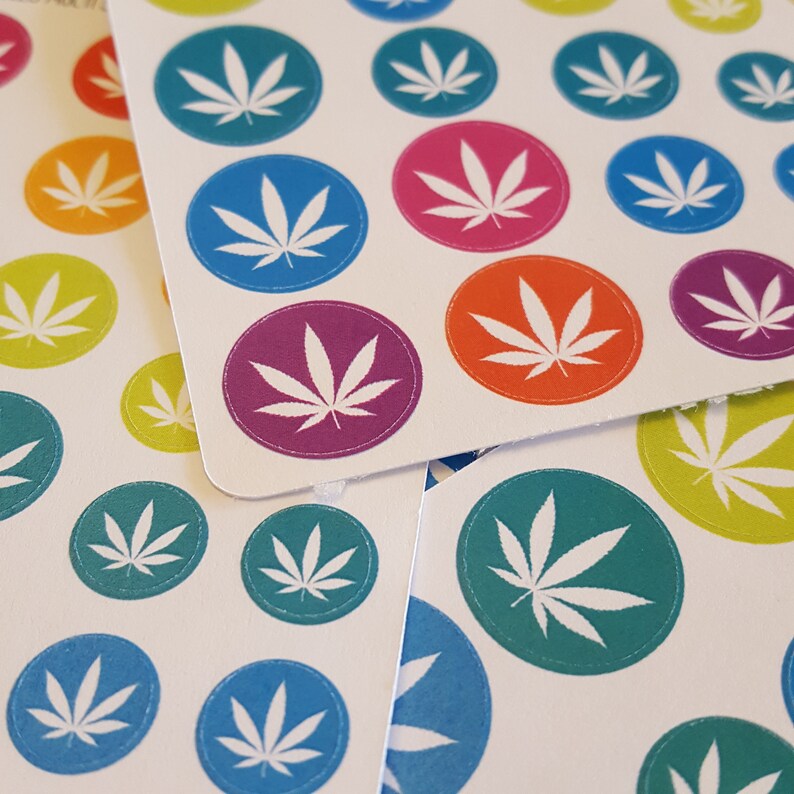 Pot Leaf Circle Stickers Style 1 Marijuana Design 420 | Etsy