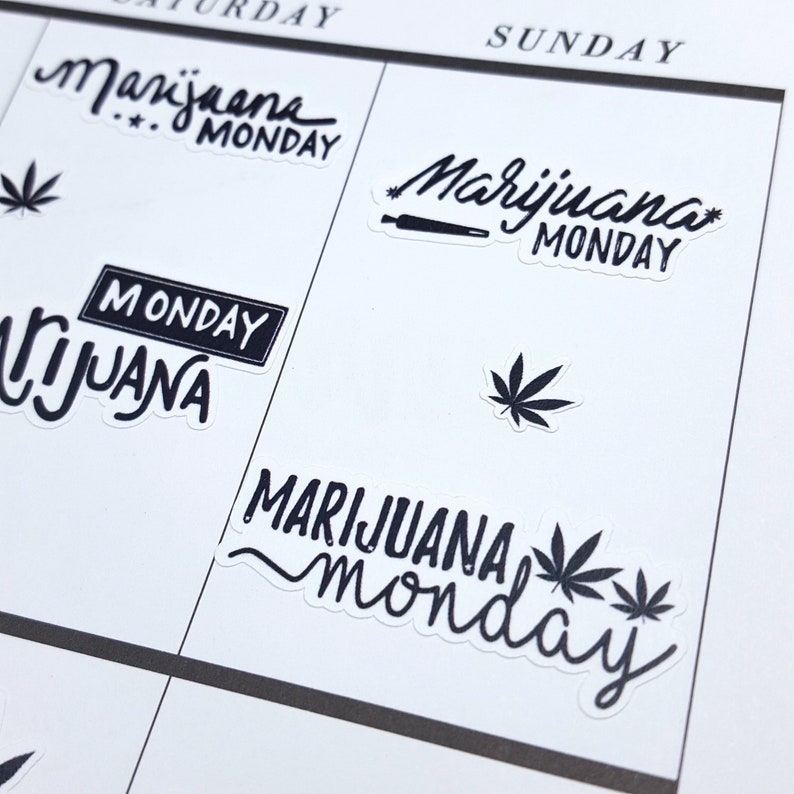 Marijuana Monday Hand-lettered Weed Cannabis Stickers - Etsy