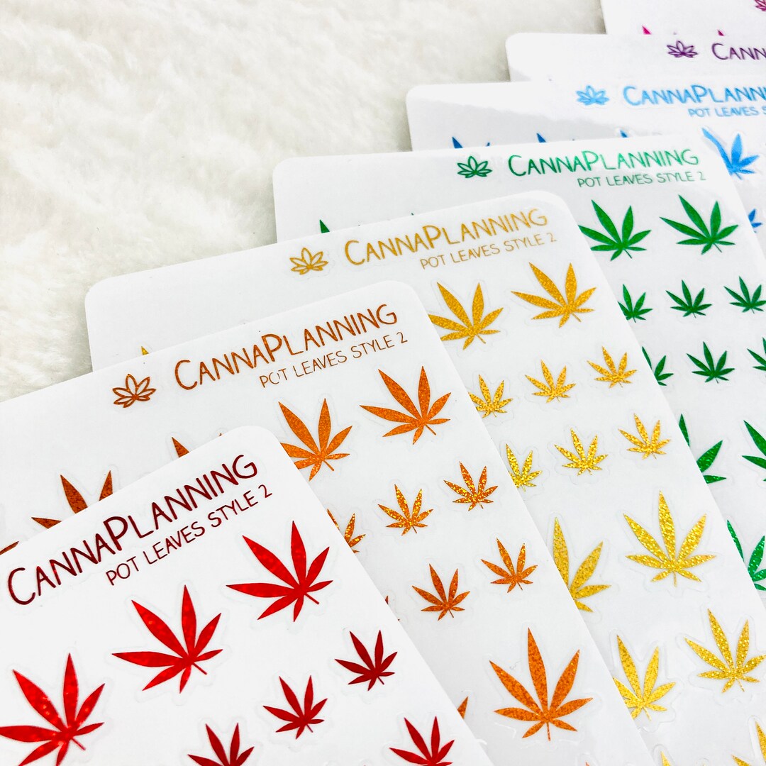 CLEAR FOILED Realistic-style Pot Leaf Stickers Weed - Etsy