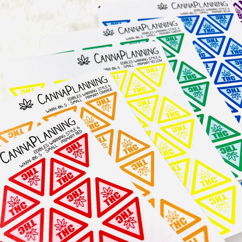 Edibles Warning Stickers Style 6 THC Triangle Stylized Leaf | Etsy