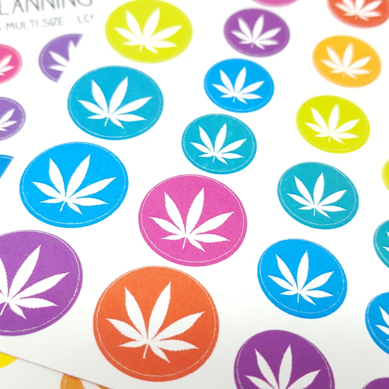 Pot Leaf Circle Stickers Style 1 Marijuana Design 420 | Etsy