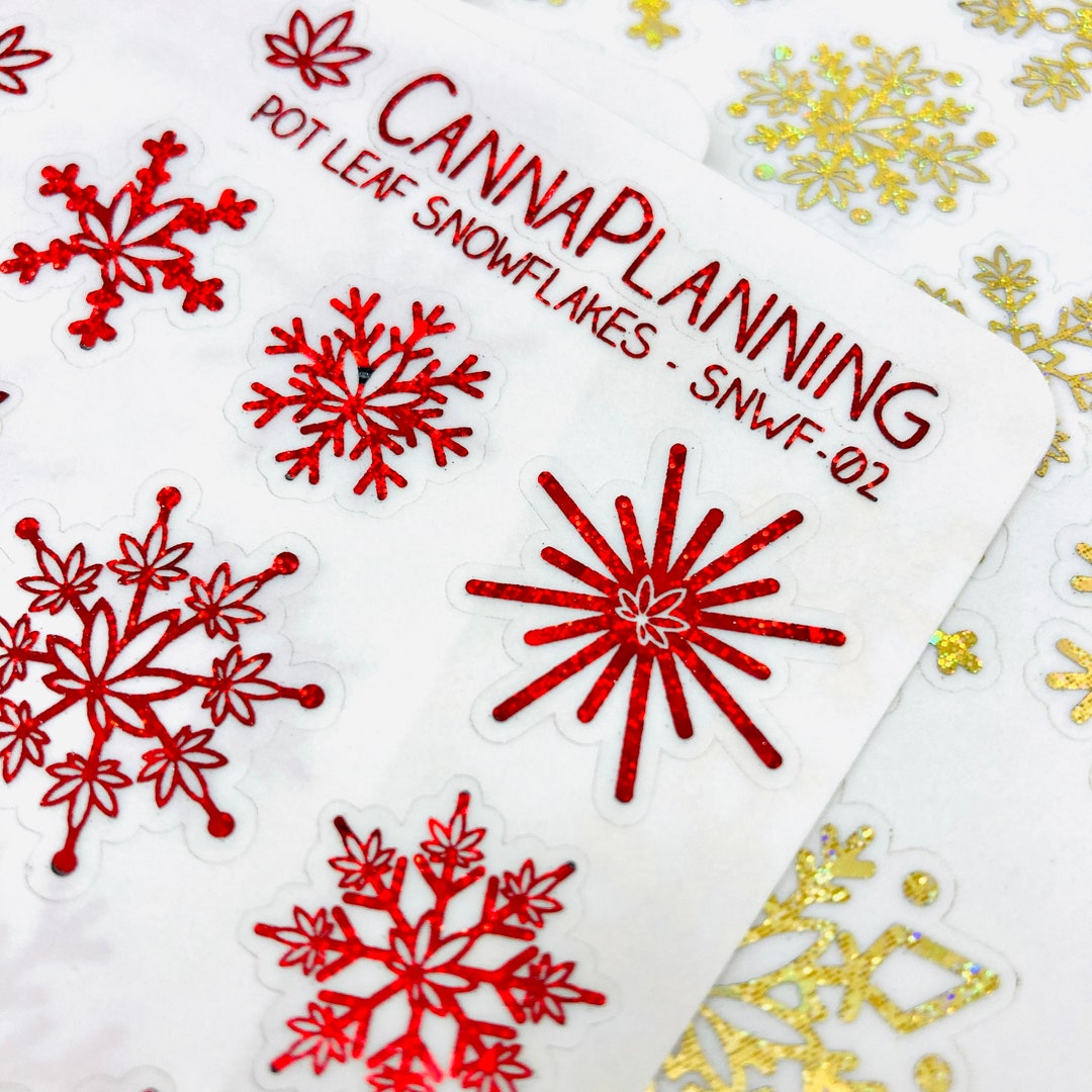 CLEAR FOILED Marijuana Snowflake Stickers retiring Product Final Stock ...