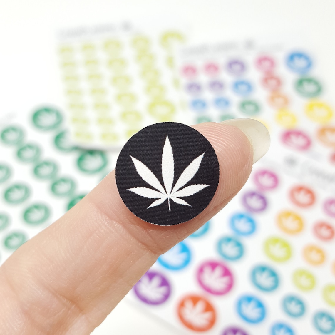 Pot Leaf Circle Stickers Style 1 Marijuana Design 420 | Etsy
