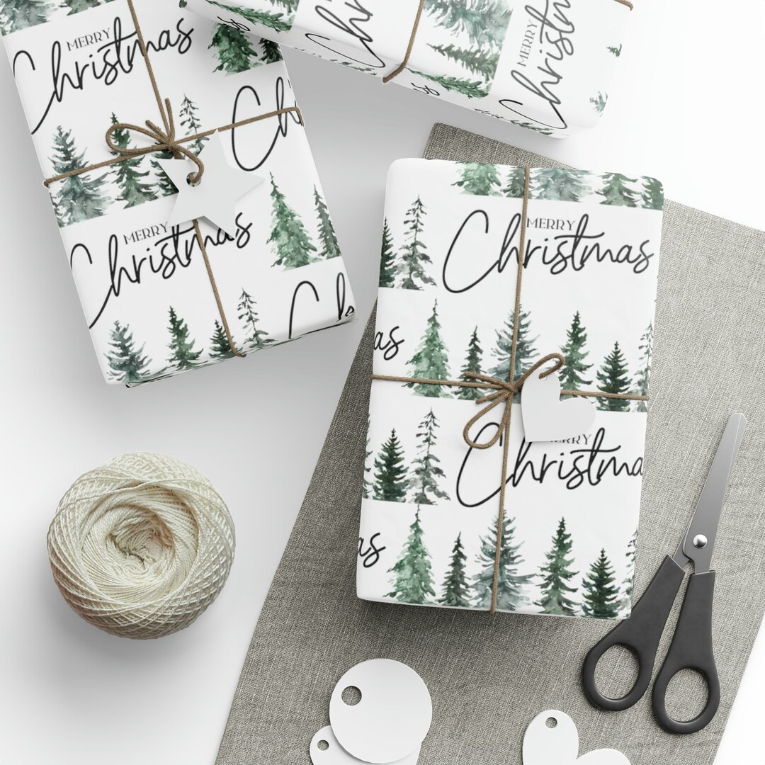 Evergreen Tree Christmas Wrapping Paper - Merry Christmas Wrapping ...