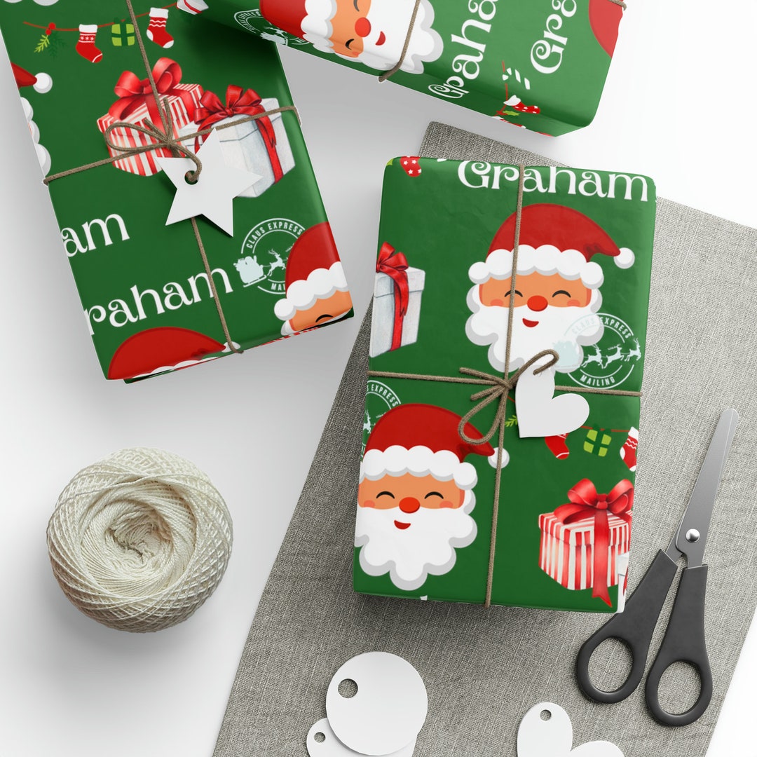 Personalized Name Santa Wrapping Paper - Personalized Santa Christmas ...