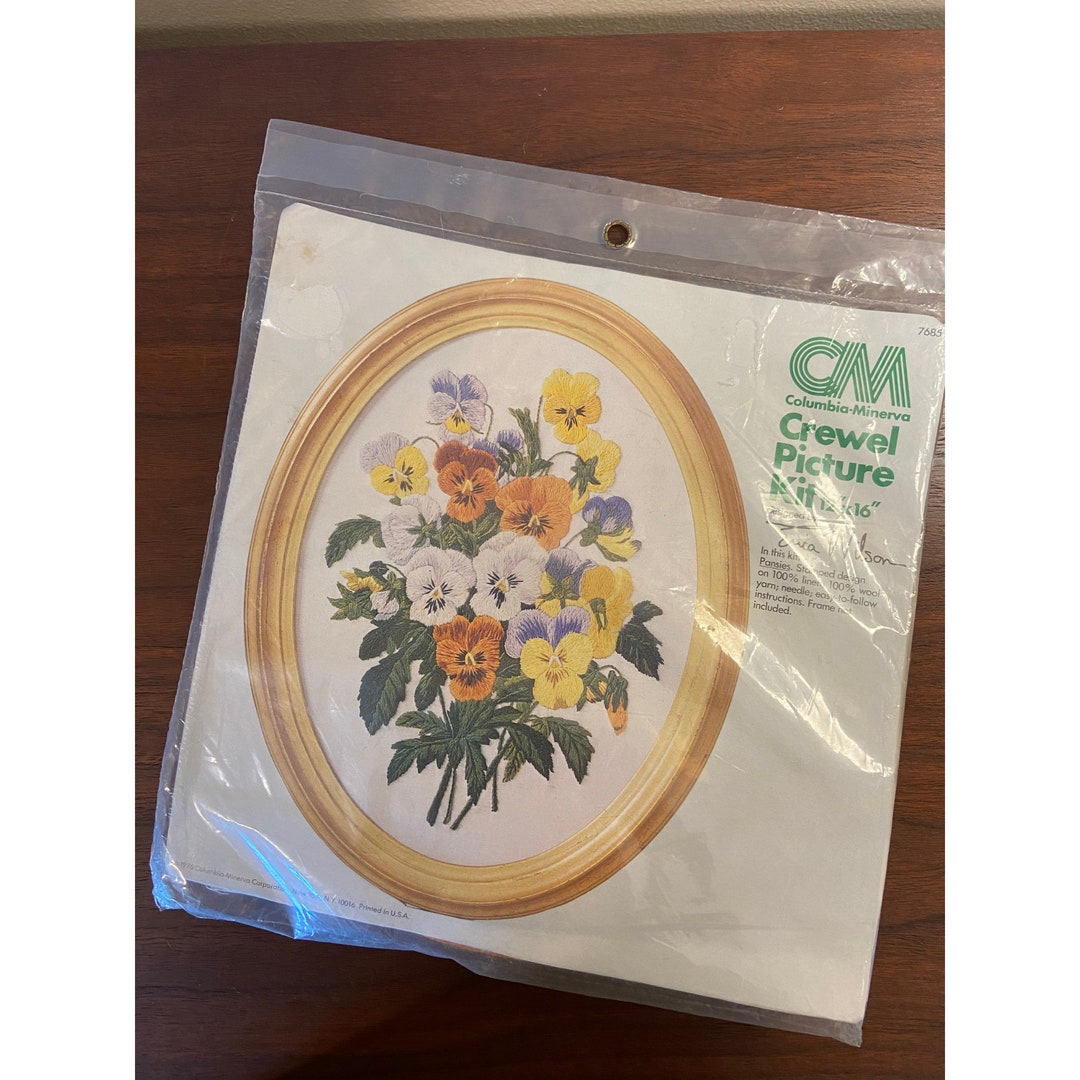 Vintage NOS Erica Wilson Floral Crewel Kit - Etsy