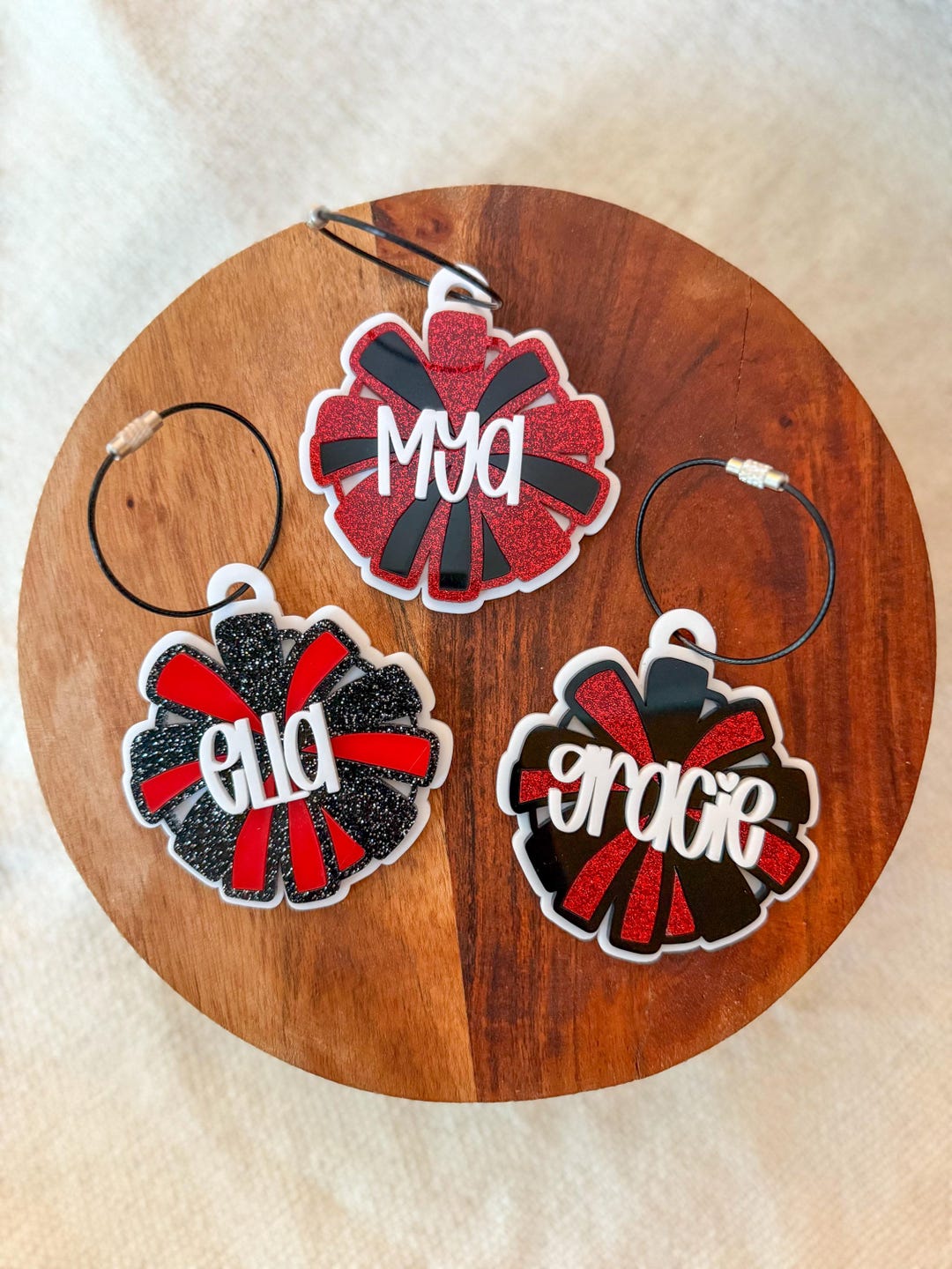 Personalized Cheer Pom Pom Bag Tag, Acrylic Sports Keychain - Etsy