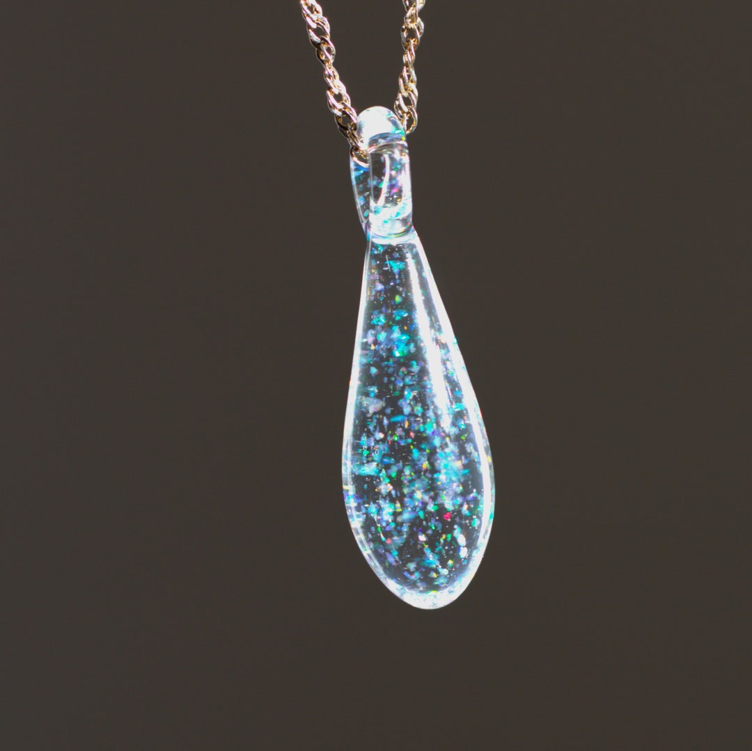 Large Glass Pendant With Opal - Hippie Drippy Glass Pendant - Blown ...