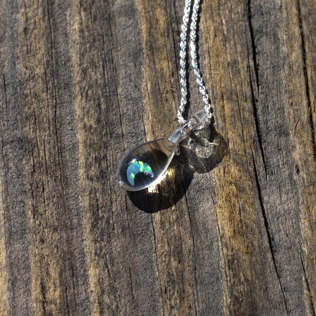 Small Moon Pendant - Crescent Glass Pendant - Boro Glass Galaxy Pendant ...