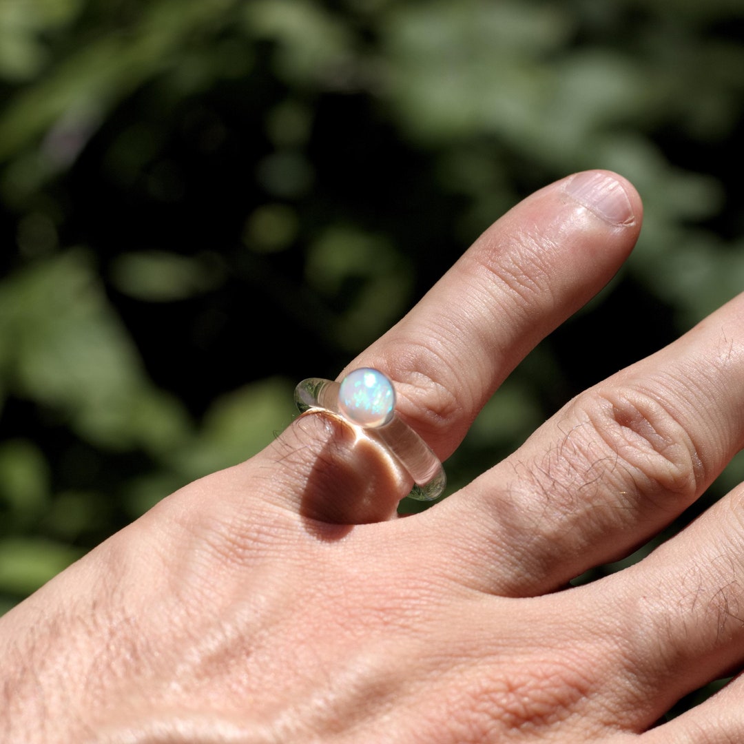 Handmade Glass Ring With Opal Stone - Best Glass Opal Rings for Gifts ...