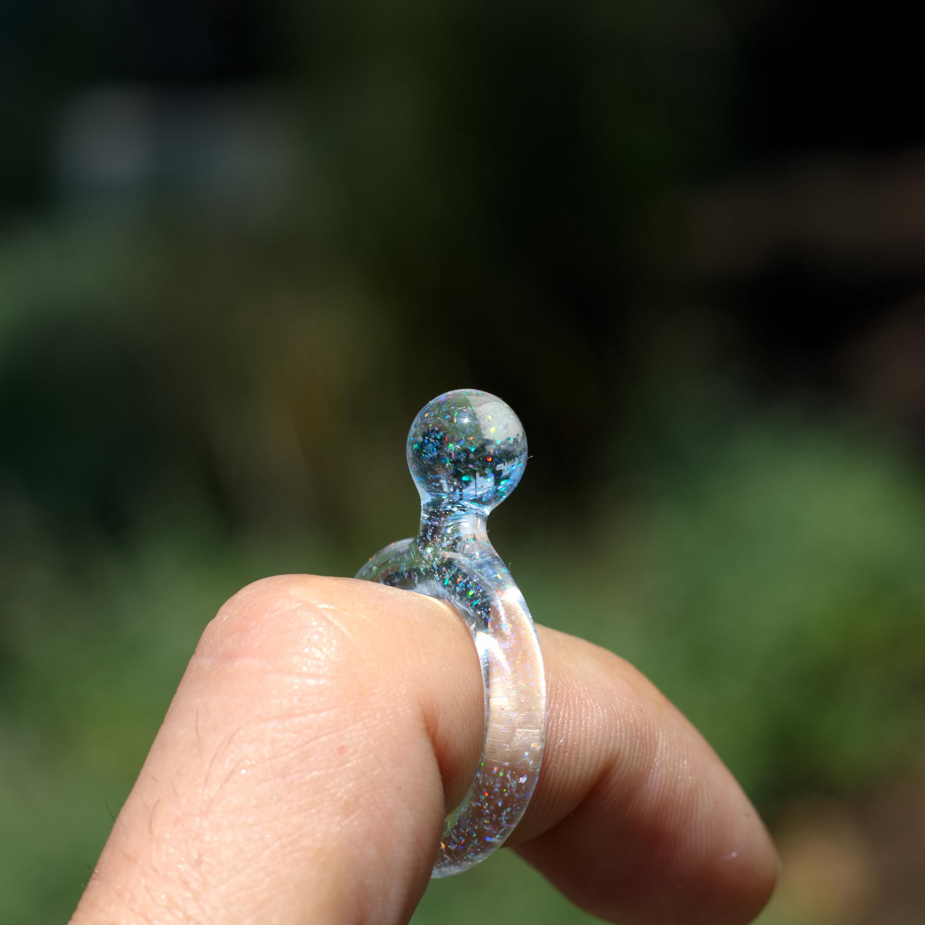 Glass Ring With Crushed Opal - Ring Size Chart - Fire Opal Ring ...