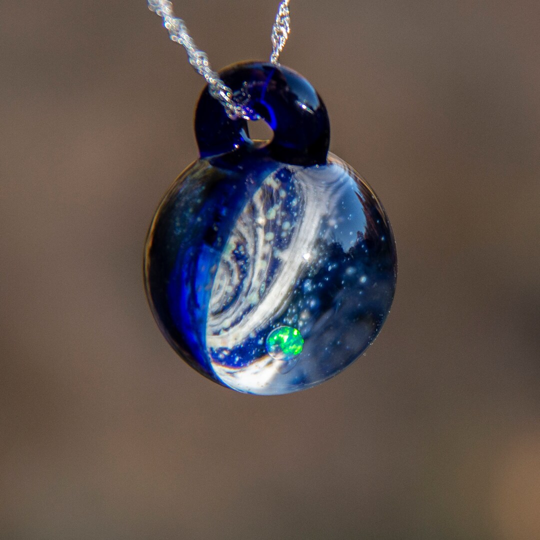 Glass Blown Moon Pendant - Universe Glass Pendant -boro Glass Galaxy ...