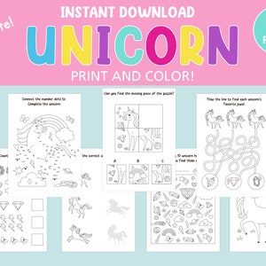 INSTANT DOWNLOAD Unicorn Coloring Pages Unicorn Activity Pages.holiday ...