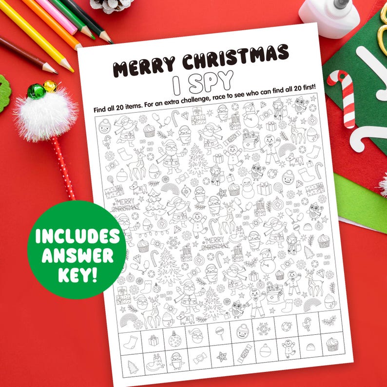 I Spy Christmas Game, Seek and Find Activity for Kids, Holiday ...