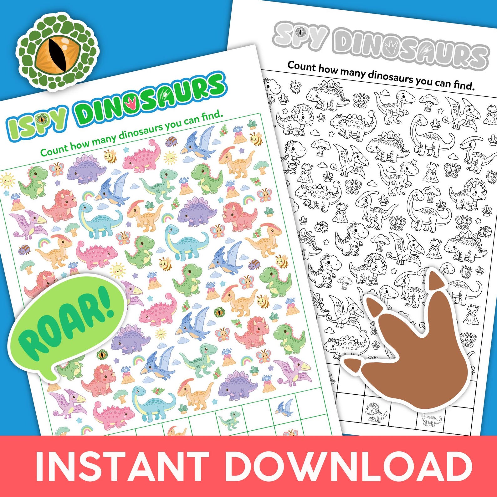 Dinosaur I Spy Printable Game | Kids Seek and Find (digital Download ...