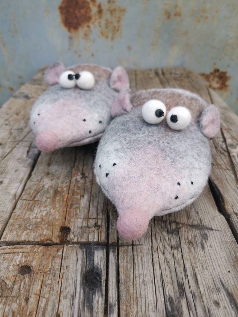 Mouse Slippers, Rat Slippers, Funny Wool Handmade Felted Natural ...