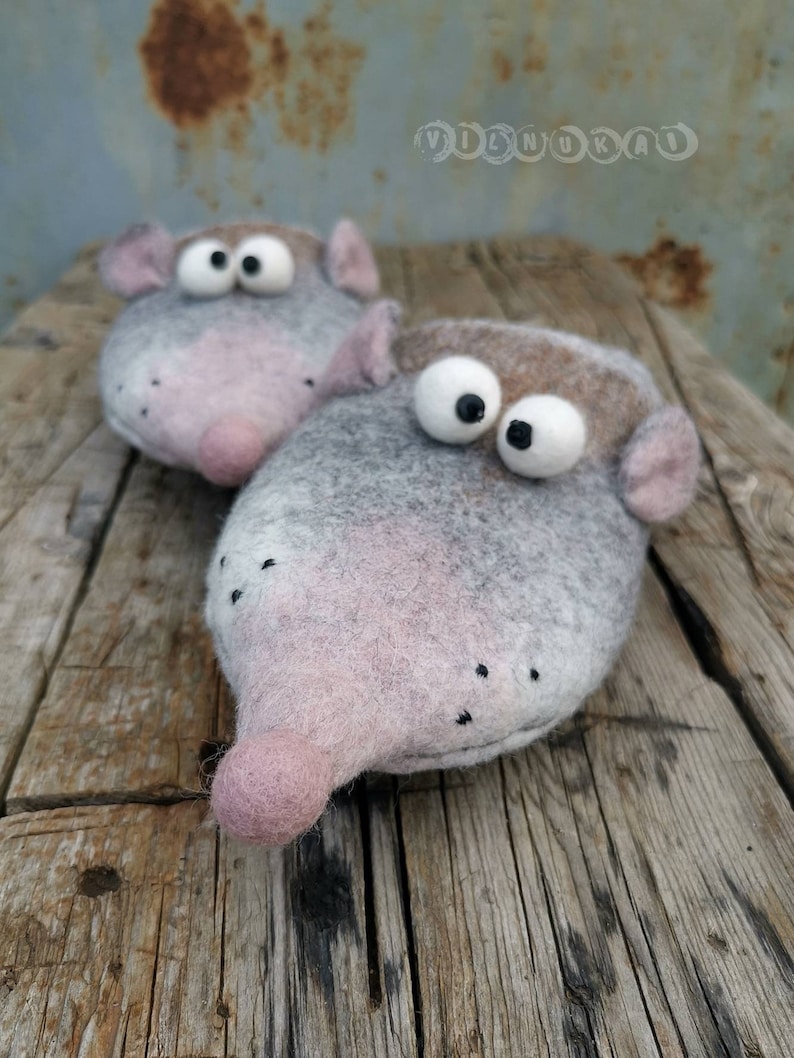 Mouse Slippers, Rat Slippers, Funny Wool Handmade Felted Natural ...