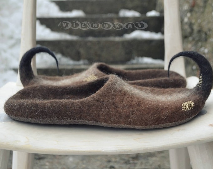 Wool Felted Slippers Natural Wool 100% Handmade ECO Eco-friendly Soles ...