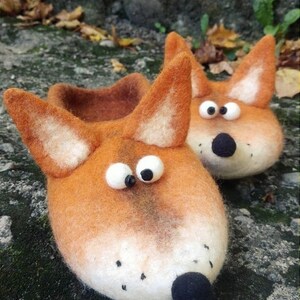 Felted FOX SLIPPERS for Adult , Unisex Slippers , Made to Order - Etsy