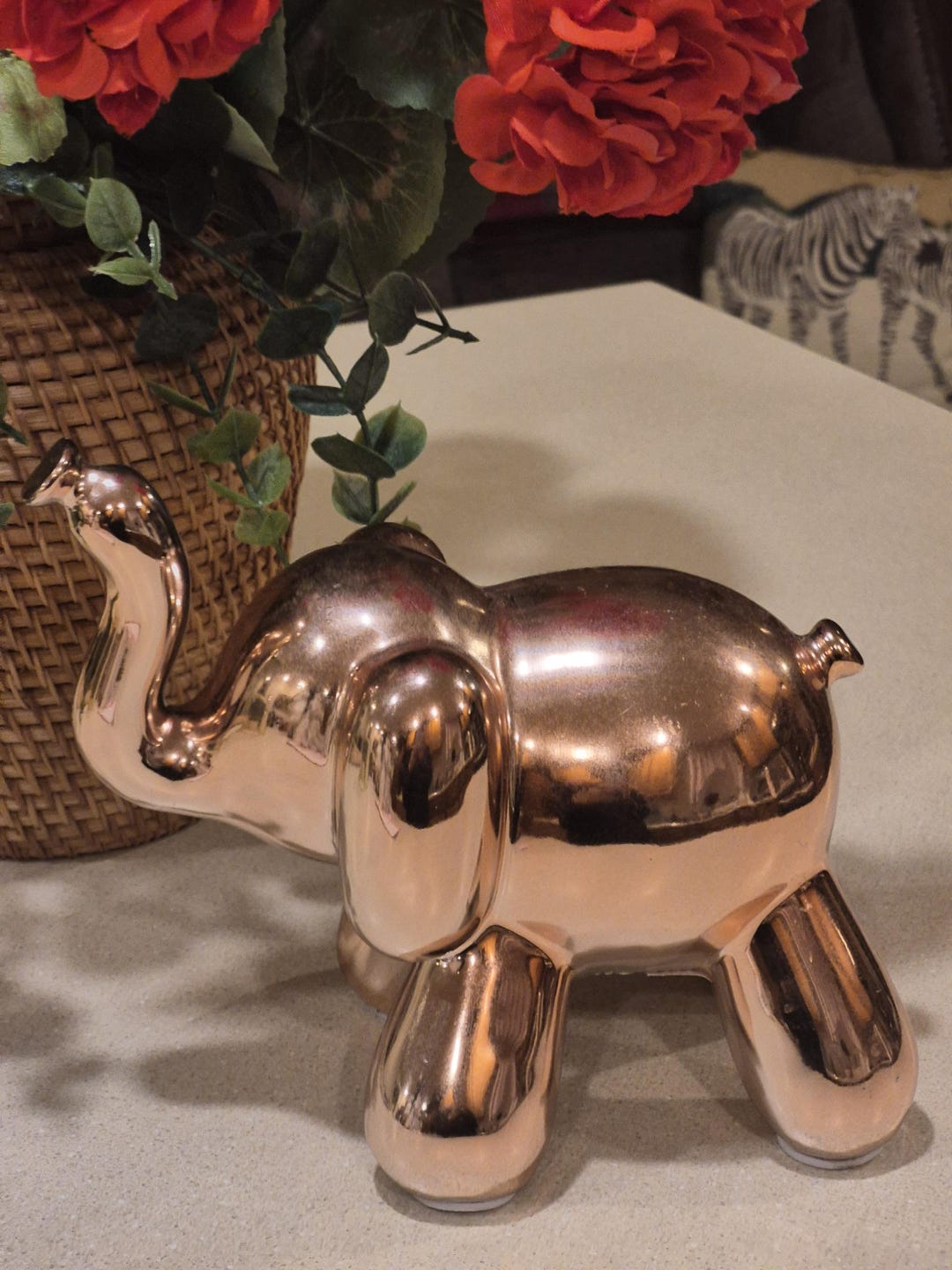 ROSE GOLD ELEPHANT Sculpture Statue. 8 Inches by 5 Inches 7 Inches to ...