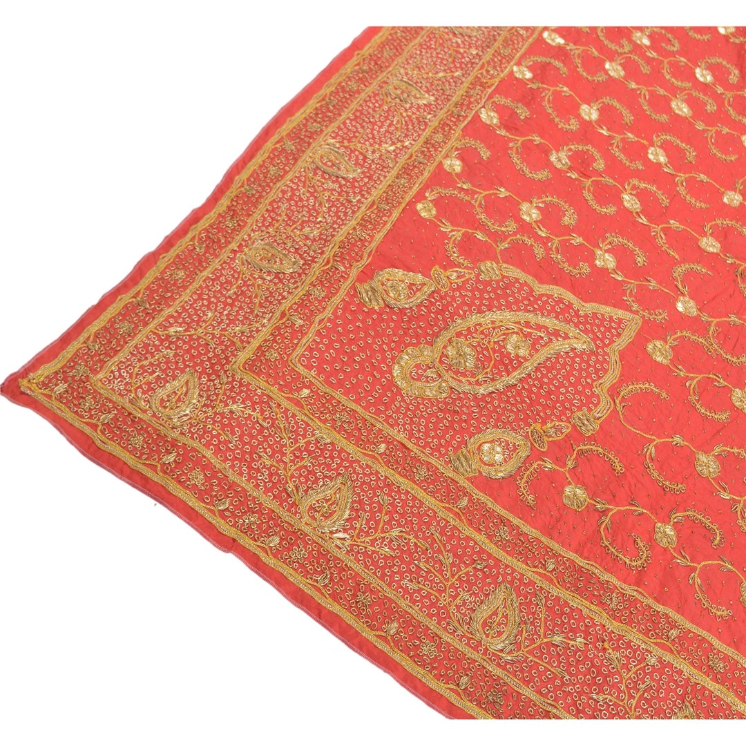 Vintage Heavy Dupatta Pure Silk Red Hand Beaded Zardozi Work - Etsy