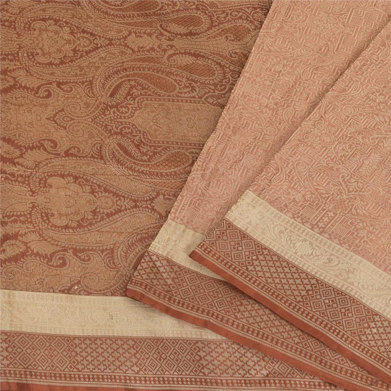 Kreatvkraft Vintage Sari 100% Pure Silk Indian Red Sarees Woven Ethnic ...