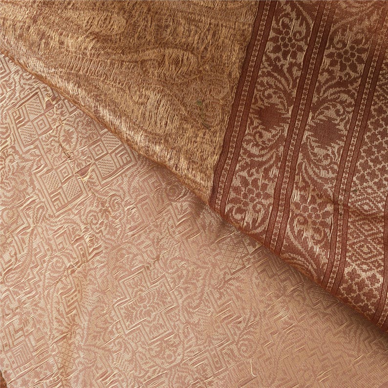 Kreatvkraft Vintage Sari 100% Pure Silk Indian Red Sarees Woven Ethnic ...