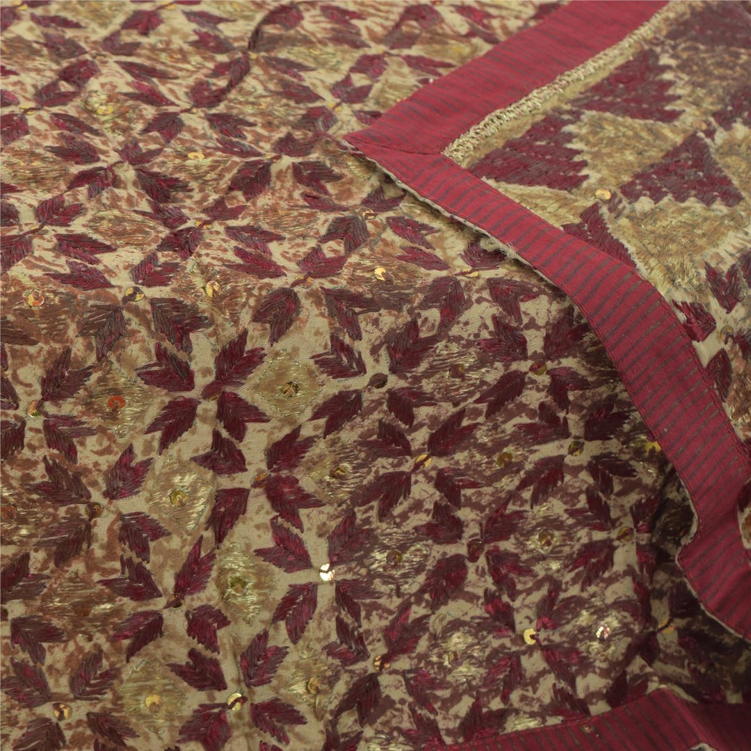 Kreatvkraft Vintage Dupatta Long Pure Cotton Brown Embroidery Bagh ...