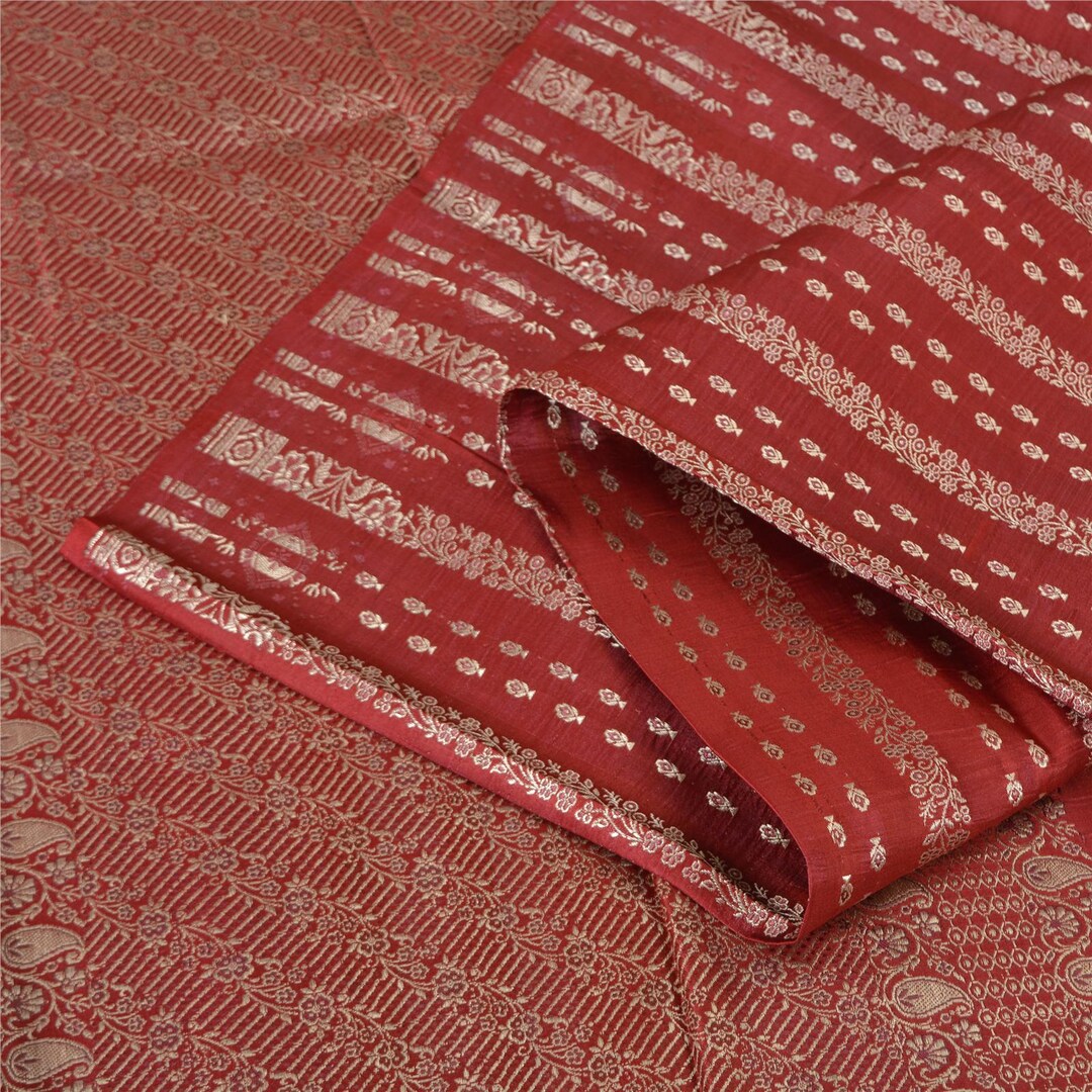 Kreatvkraft Vintage Saree Red Brocade/banarasi Zari Hand Woven ...